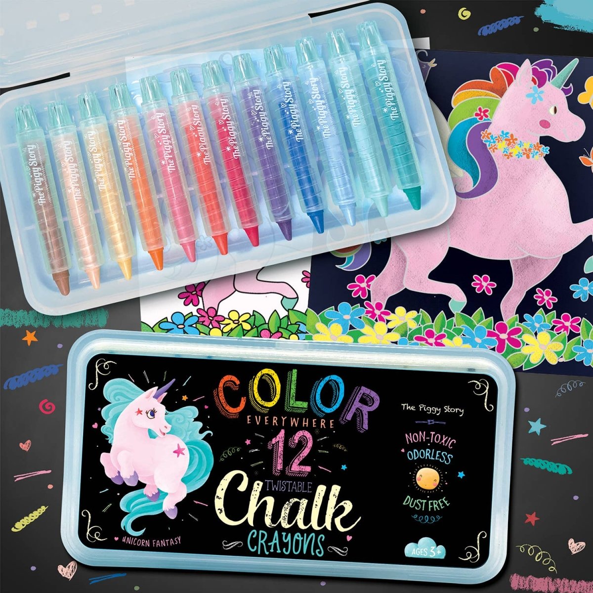 Color Everywhere Twistable Chalk Crayons - Unicorn Fantasy – Bee Like Kids
