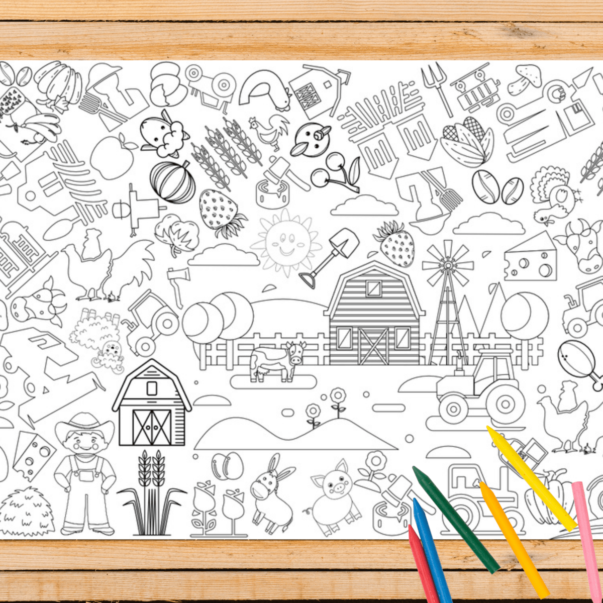 Farm Themed Coloring Table Cover – Bee Like Kids